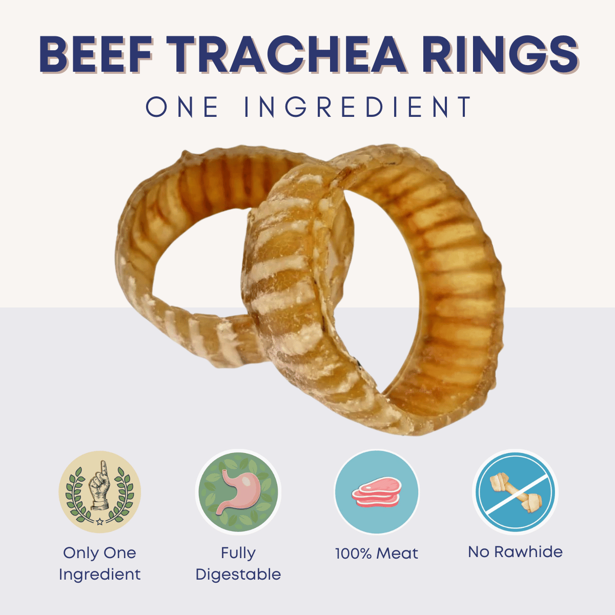 Beef Trachea Ring Natural Chew Dog Treat - 100% Digestible and Delicious